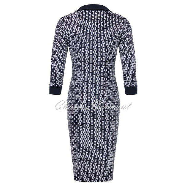 Tia Geometric Print Button Effect Dress with Shimmer Sequin Print ...