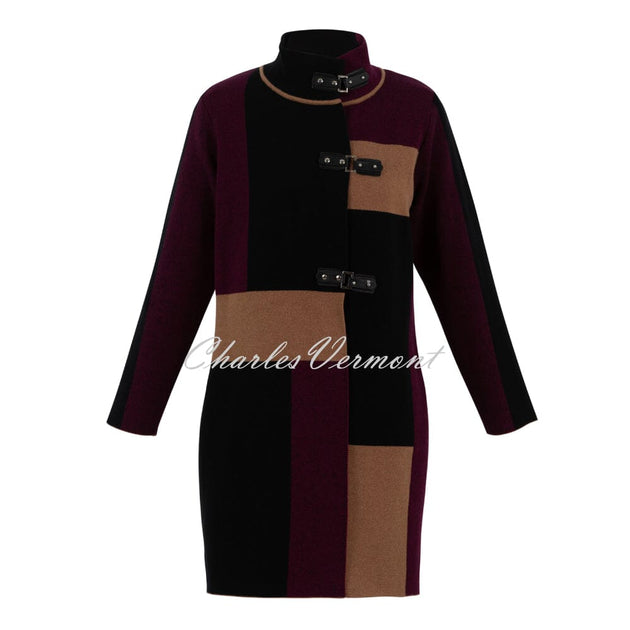 Marble Buckle Coatigan - Style 6364-208 (Tobacco / Berry / Black ...