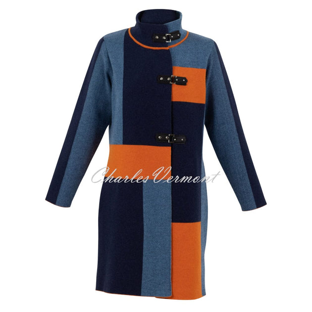 Marble Buckle Coatigan - Style 6364-211 (Orange / Navy / Blue ...