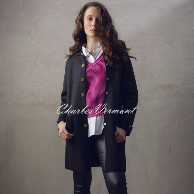 Marble Jacquard Knit Coatigan - Style 7630-101 (Black / Charcoal ...