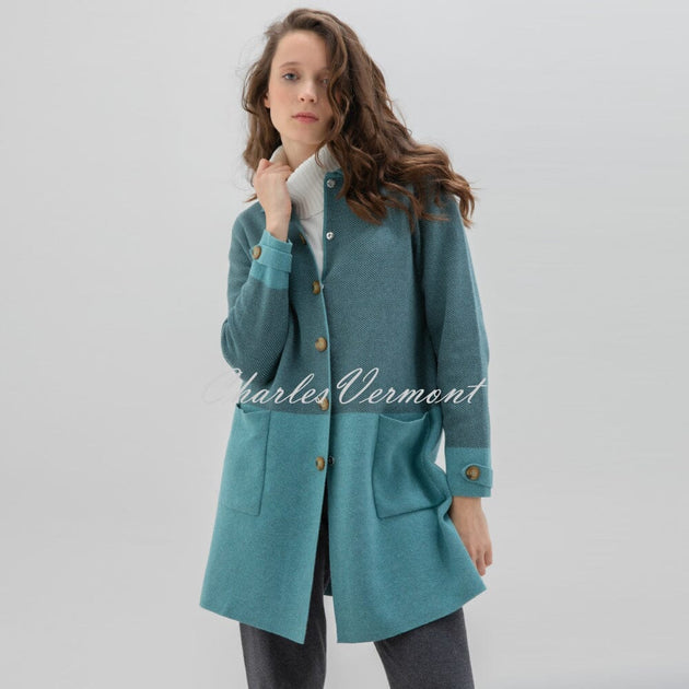 Marble Jacquard Knit Coatigan - Style 7630-223 (Sea Foam) | Charles ...