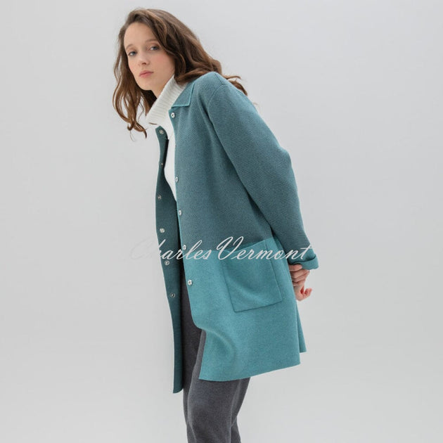 Marble Jacquard Knit Coatigan - Style 7630-223 (Sea Foam) | Charles ...
