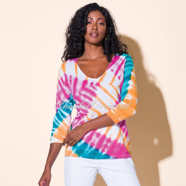 Alison Sheri Tie Dye Effect V-neck Sweater - Style A43259 | Charles ...