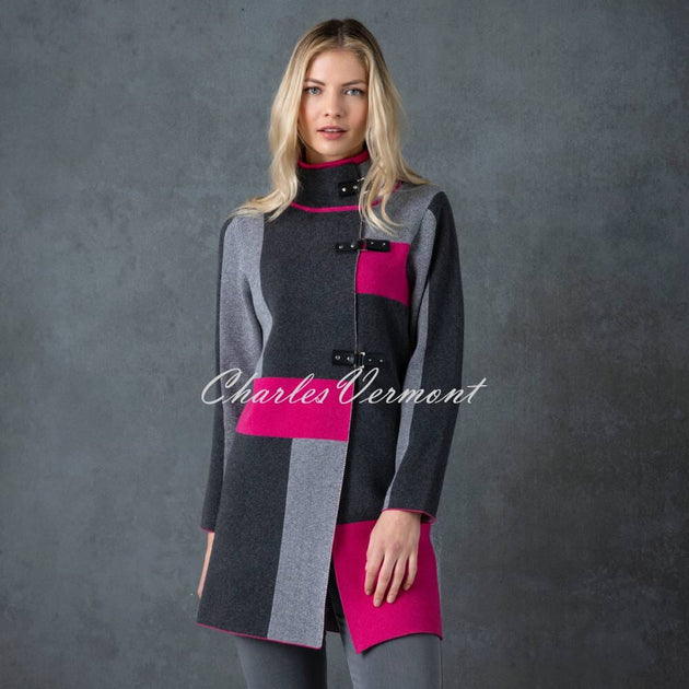 Marble Coatigan - Style 6364-126 (Charcoal Grey / Raspberry) | Charles ...