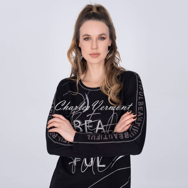 Dolcezza 'Beautiful' Sweater Top - Style 72150 (Black) | Charles Vermont