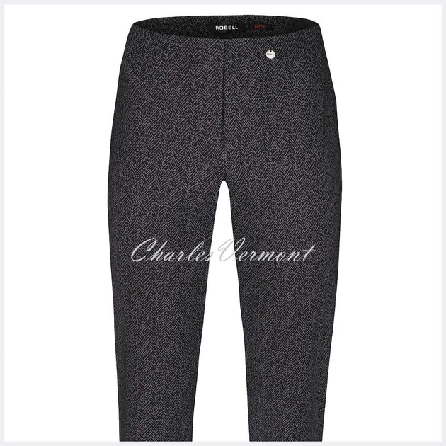 Robell Bella Full Length Trouser 51690-54754-17 (Black / Taupe ...